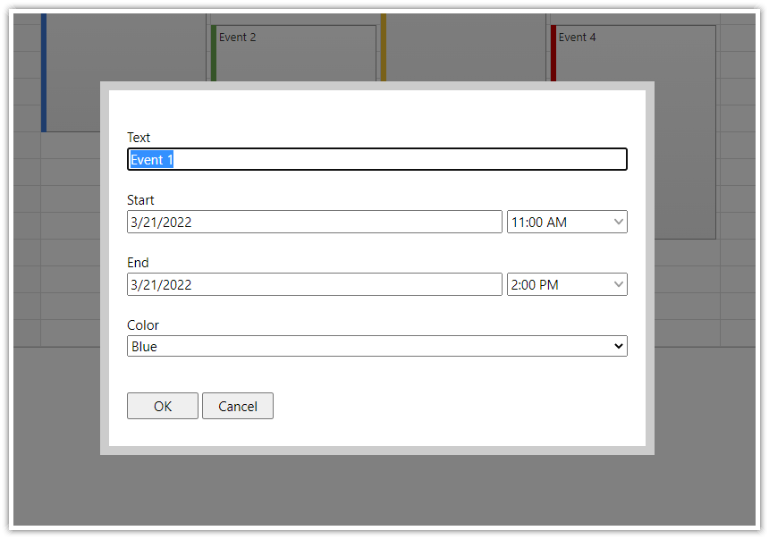 Event Editing Event Calendar DayPilot Documentation Scheduling 